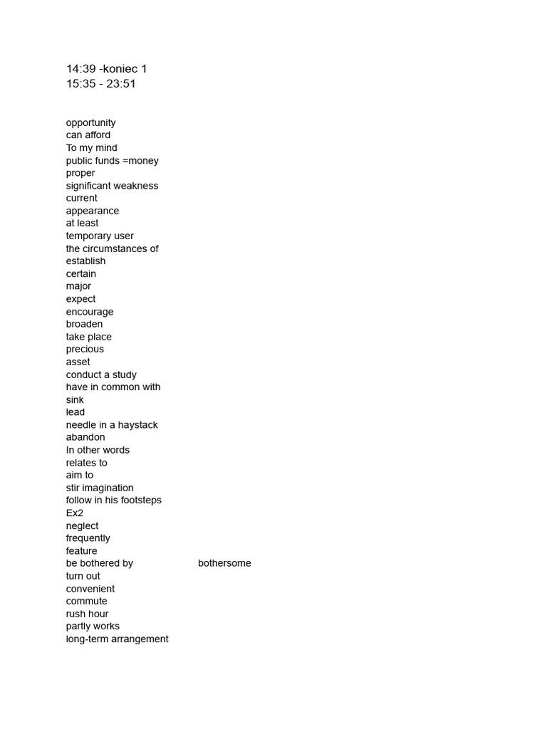 Matura Roz Maj 2025 Vocabulary List (1) | PDF