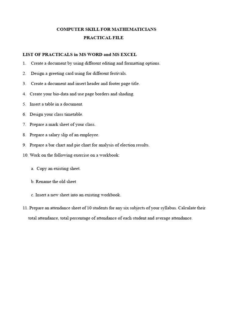 Practical File for SEC | PDF