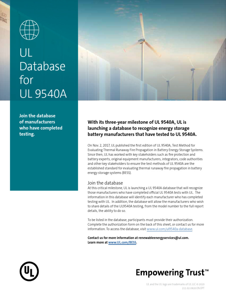 UL 9540A Testing Manufacturer Database | PDF | Databases | Computing