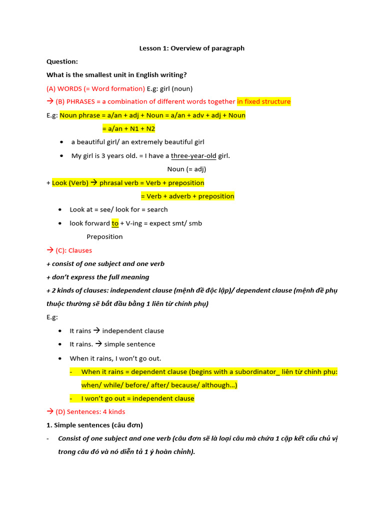 Lesson 1: Writing Term 1 | PDF