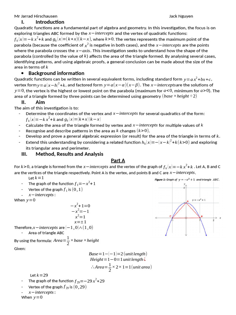 10A Investigation - Quadratic Areas | PDF | Area | Square Root