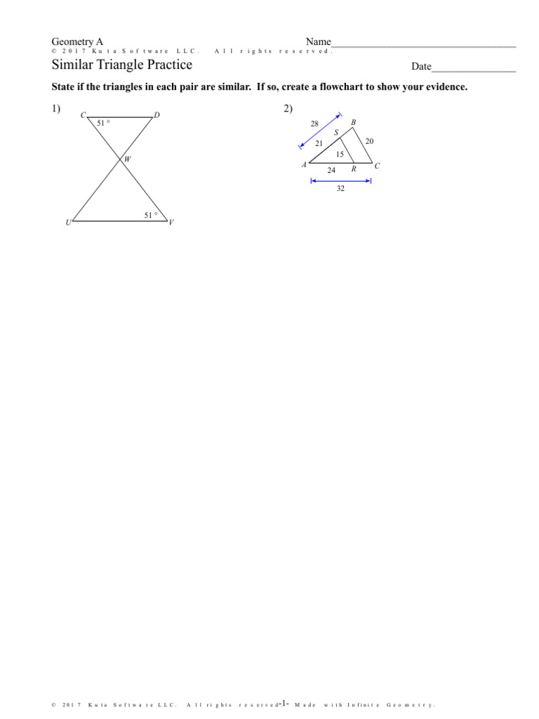 Similar Triangle Practice | PDF | Elementary Geometry | Euclidean Plane ...
