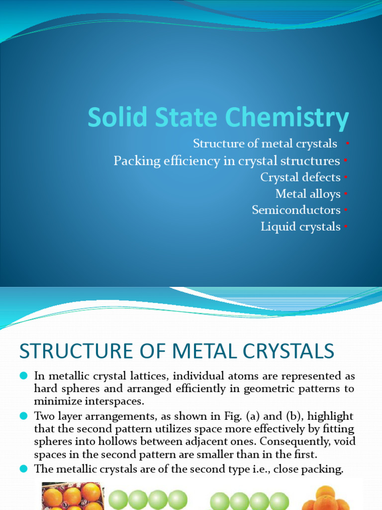Solid State Chemistry: Metal Crystals & Alloys | PDF | Silicon | Liquid ...