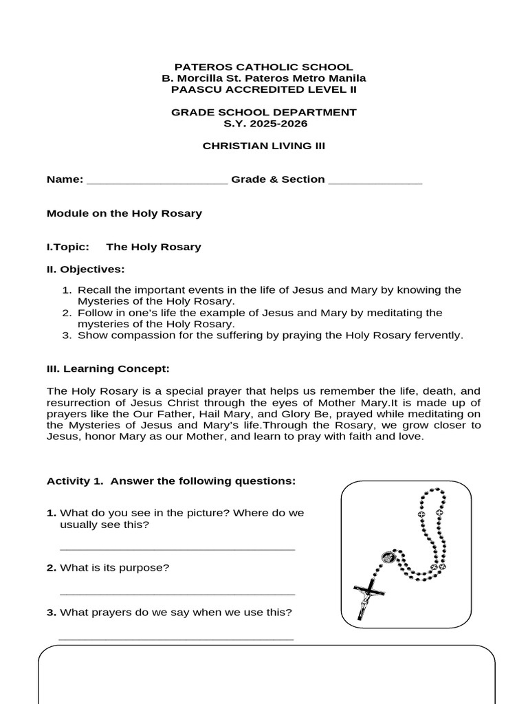 Holy Rosary Module 2025-26 | PDF | Rosary | Jesus