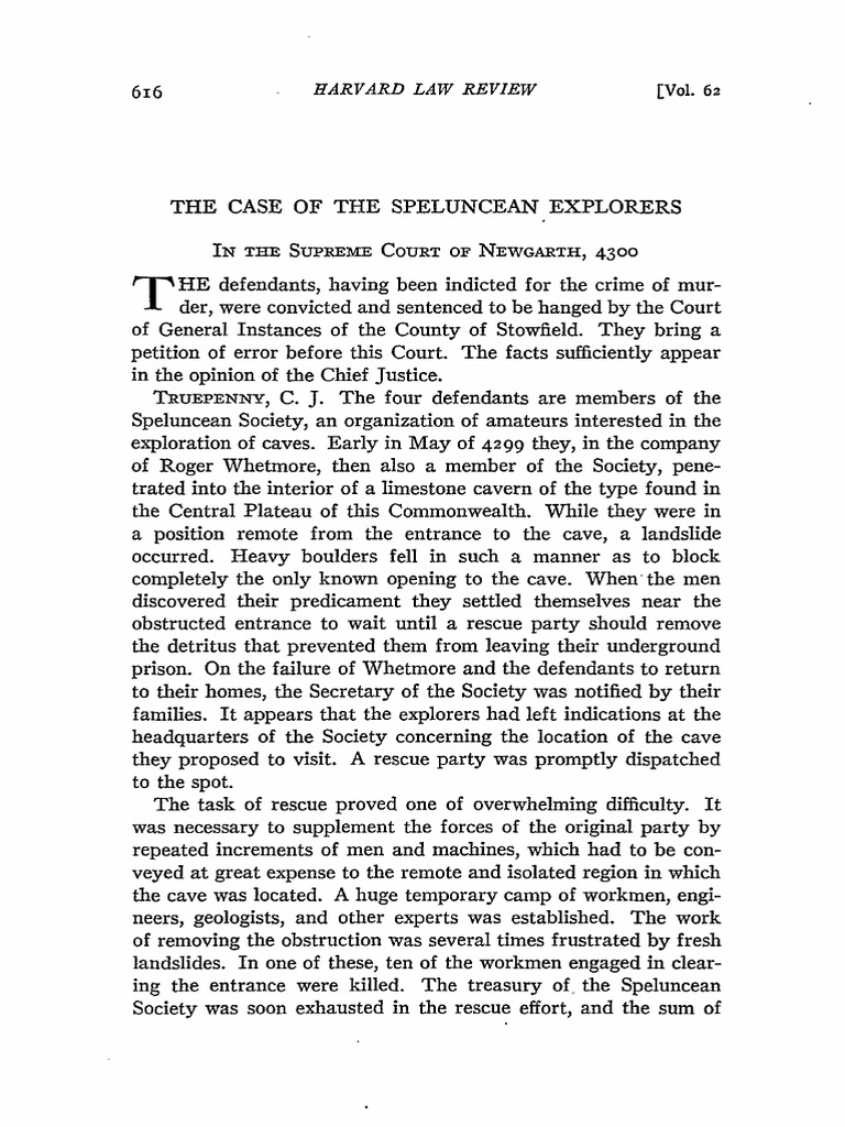 The Case of The Speluncean Explorers | PDF | Sentence (Law) | Crimes