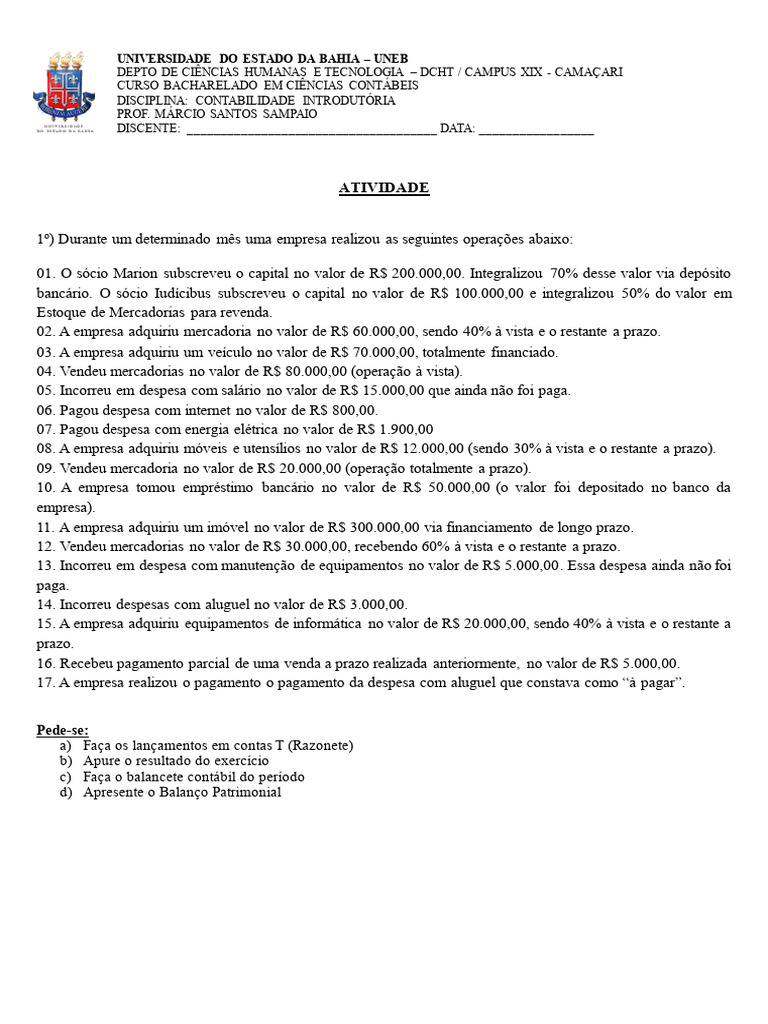 Atividade - Contas de Resultado e ARE | PDF