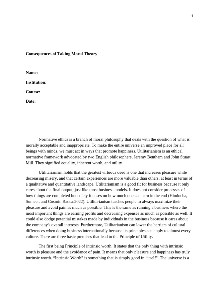 Utilitarianism-WPS Office | PDF | Utilitarianism | Pleasure