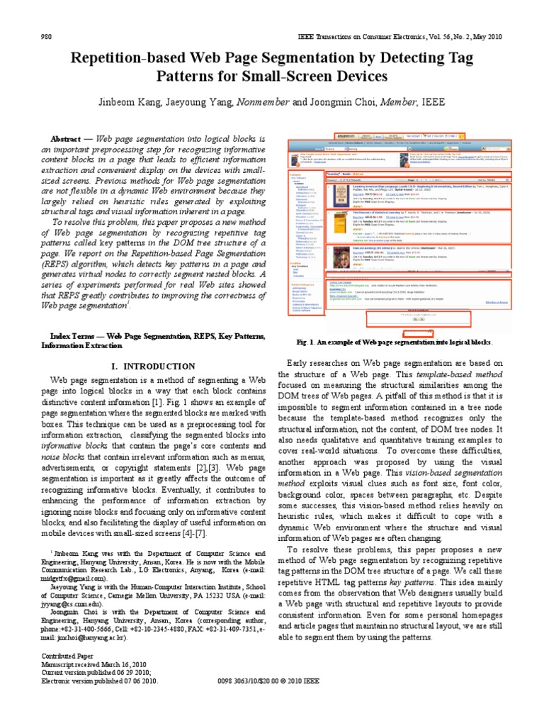 Repetition-Based Web Page Segmentation by Detecting Tag Patterns For ...