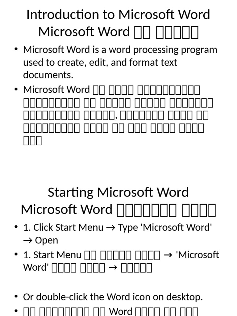MS Word Bilingual Detailed Presentation | PDF