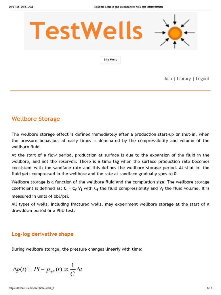 Wellbore Storage and Its Impact On Well Test Interpretation | PDF ...
