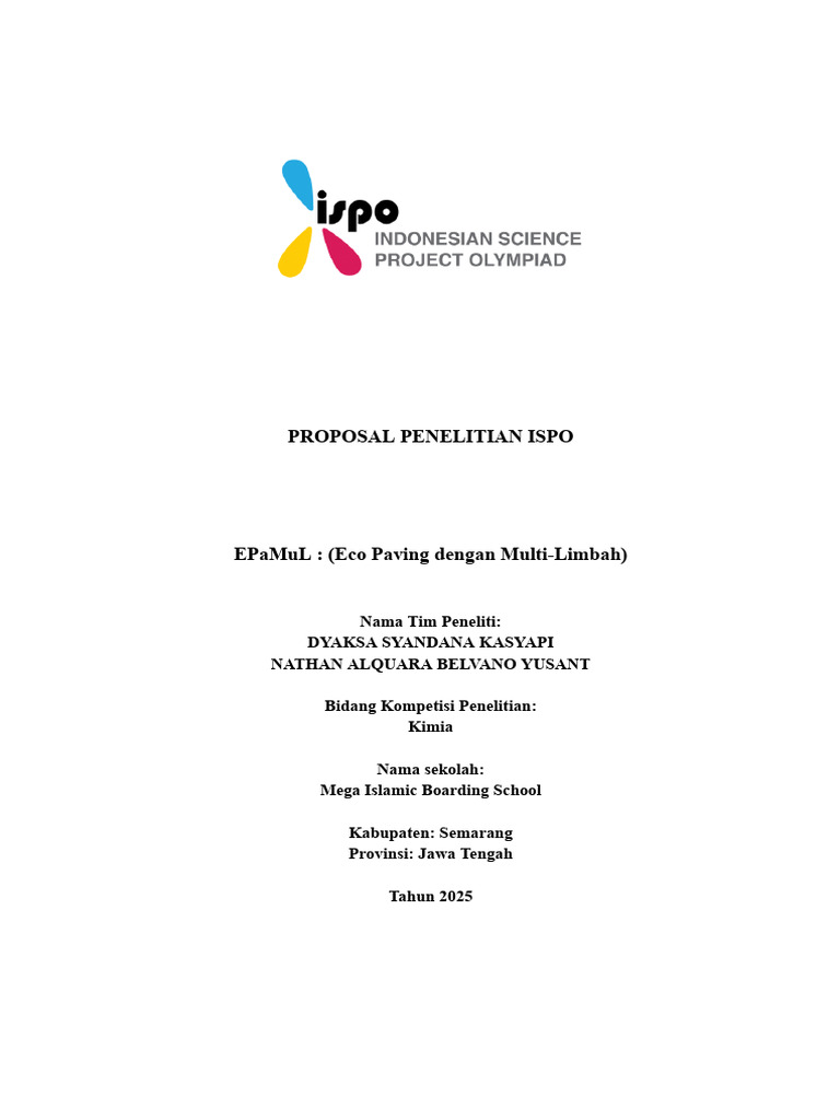 Contoh Proposal Ispo Kimia | PDF