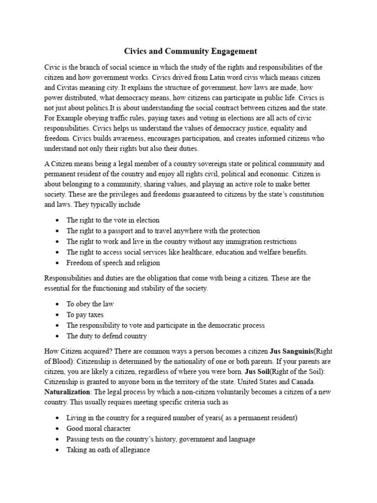 Civic and Community Engagement | PDF | Citizenship | Civic Engagement