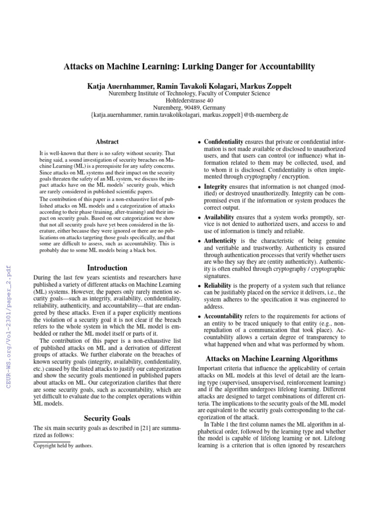 Machine Learning Security Attacks Overview | PDF | Authentication ...