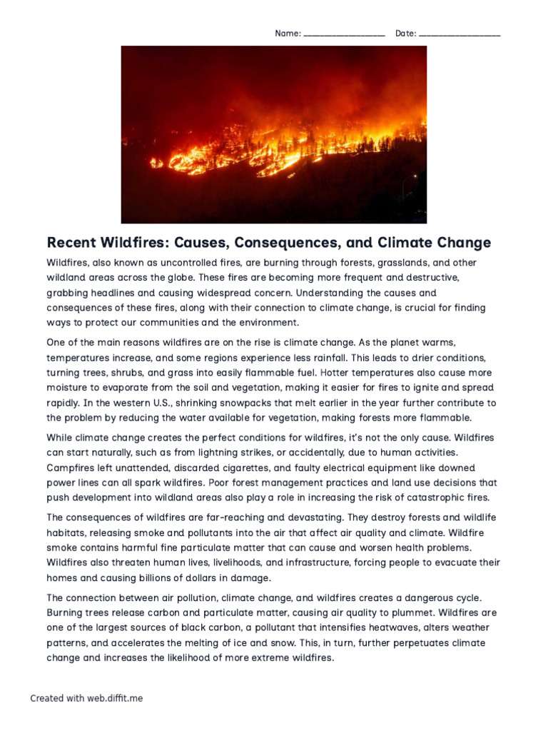 Vocabulary Sentence Structures Writing More Complex Sentences Wildfires ...