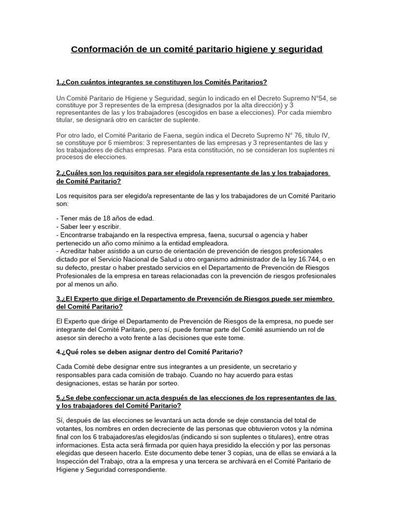 Conformacion de Un Comite Paritario Guia | PDF | Gobierno