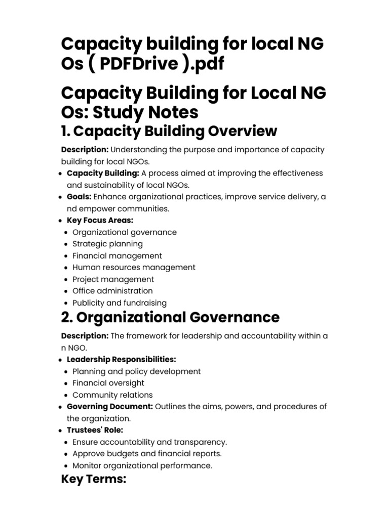 Capacity Building for Local NGOs Guide | PDF | Capacity Building ...