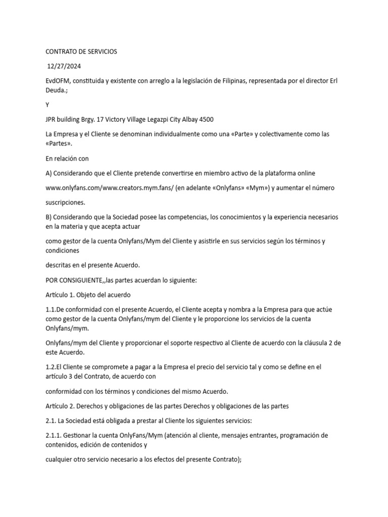Contrato de (Spanish) | PDF | Business | Cliente
