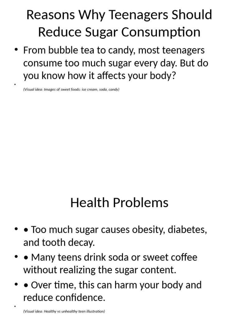 Reasons Why Teenagers Should Reduce Sugar Consumption | PDF
