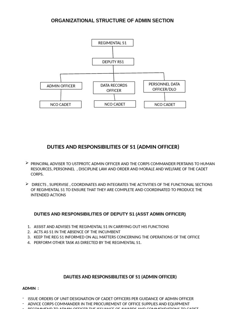 Admin Section Organizational Structure | PDF | Non Commissioned Officer ...