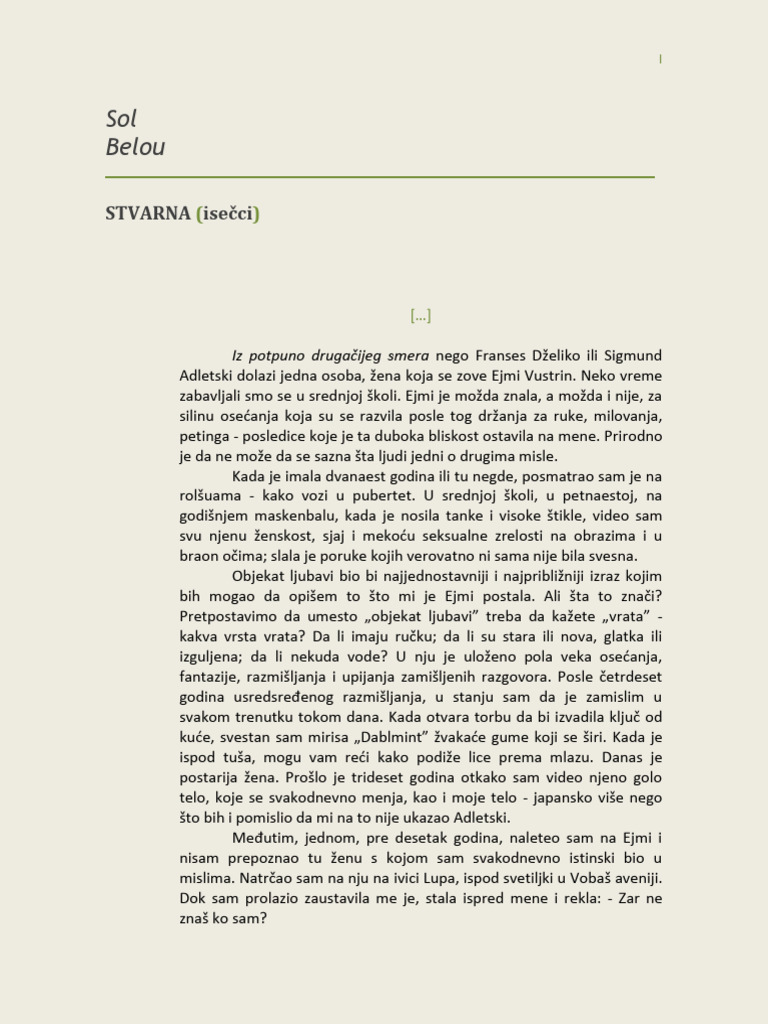 Sol Belou, Stvarna (Odlomak) | PDF
