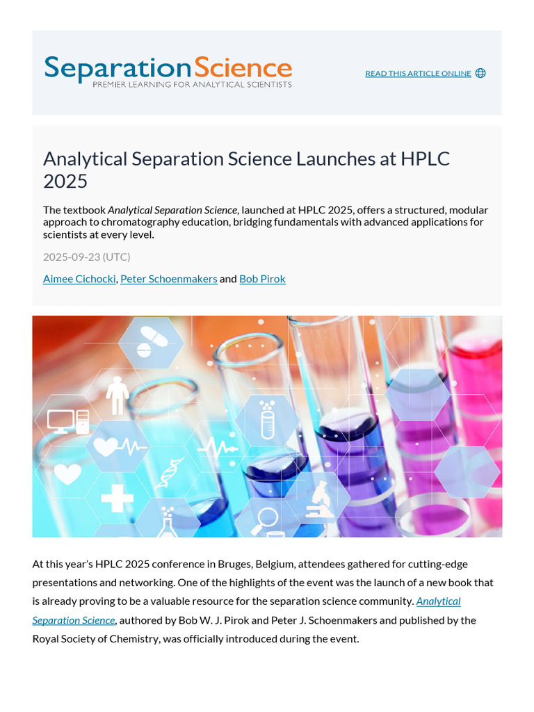 Analytical Separation Science Launch 2025 | PDF | Artificial ...