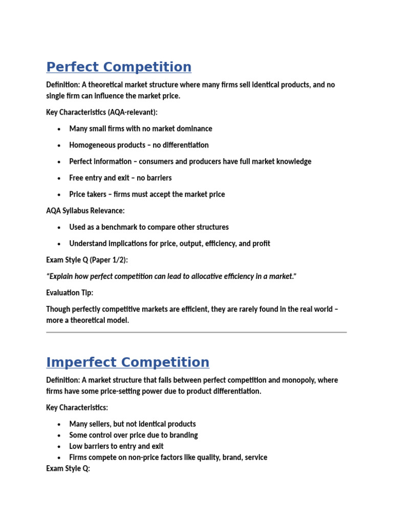Perfect vs. Imperfect Competition Explained | PDF | Perfect Competition ...