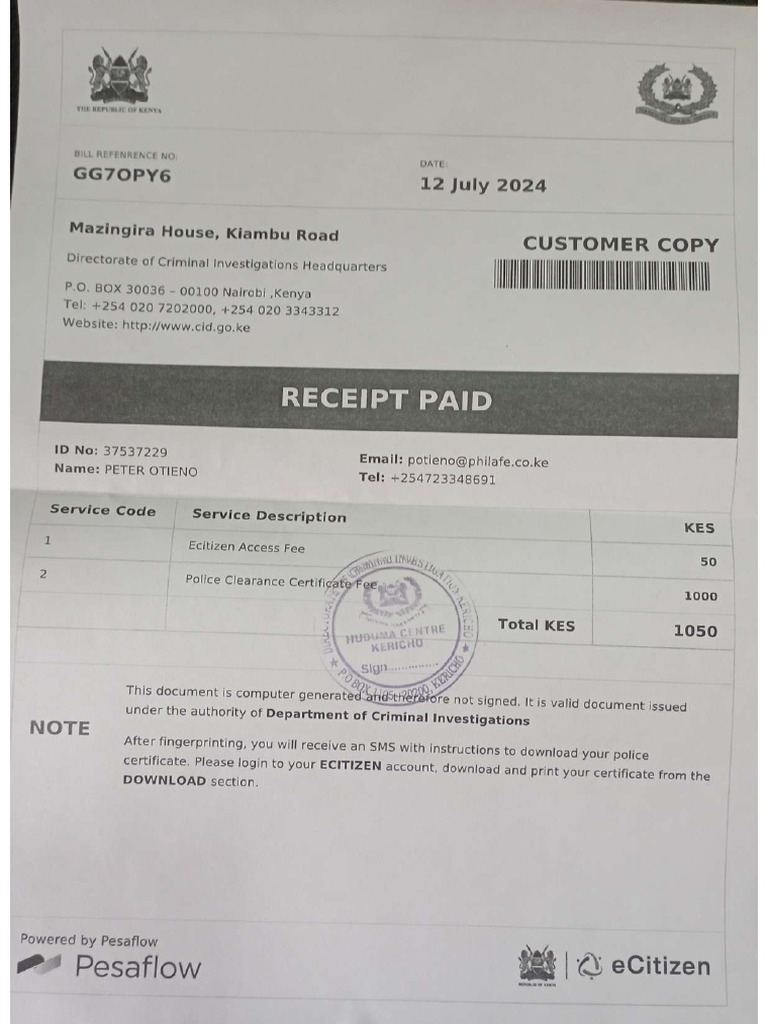 Good Conduct Waiting Receipts | PDF