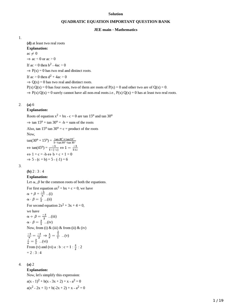 Quadratic Equation Solution | PDF | Number Theory | Discrete Mathematics