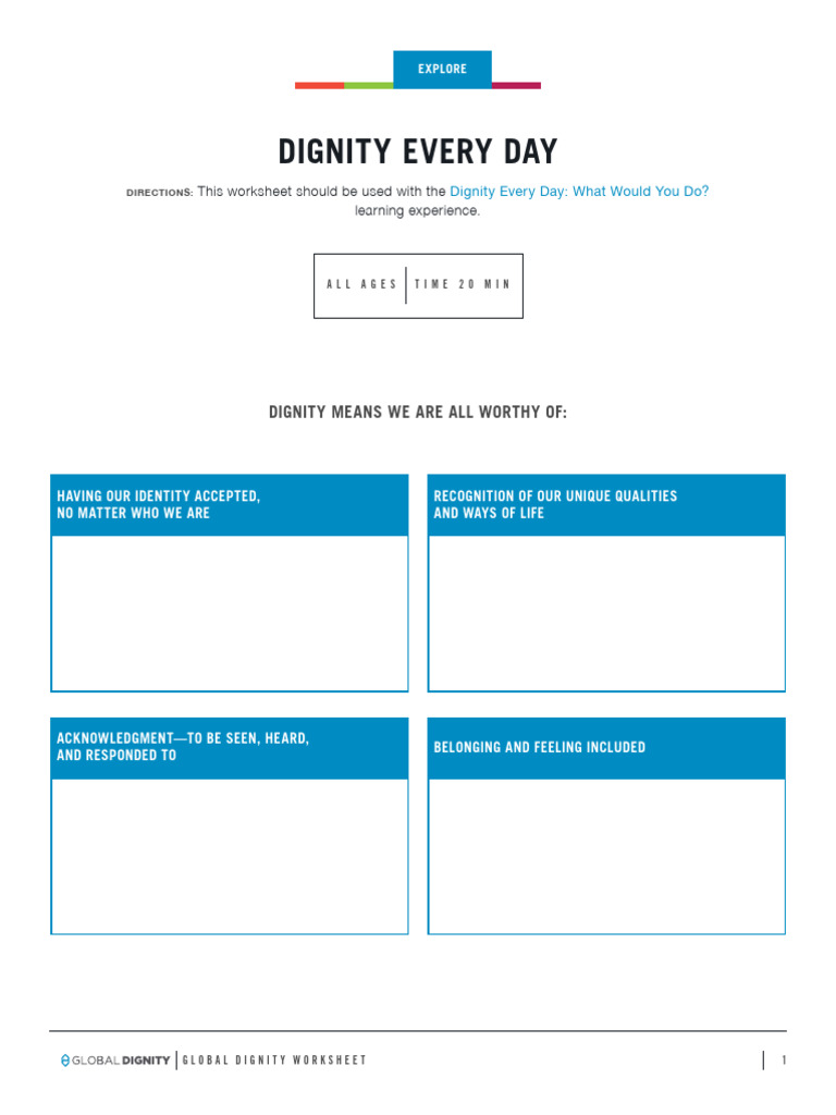 Global Dignity Worksheet for All Ages | PDF