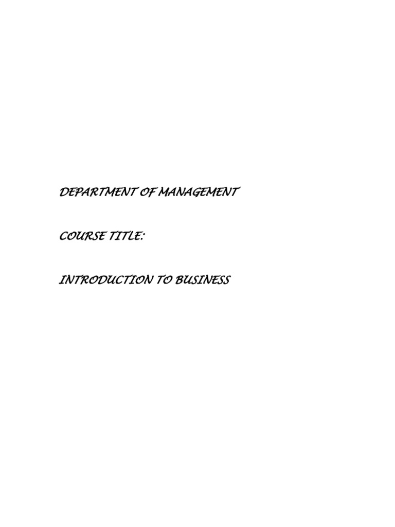 Introduction to Business Course Outline | PDF | Partnership | Limited ...