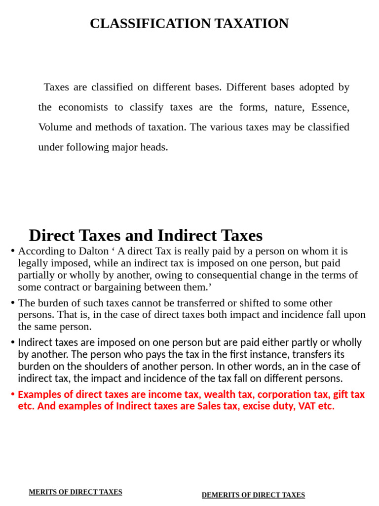 Tax Classification Overview | PDF | Taxes | Indirect Tax