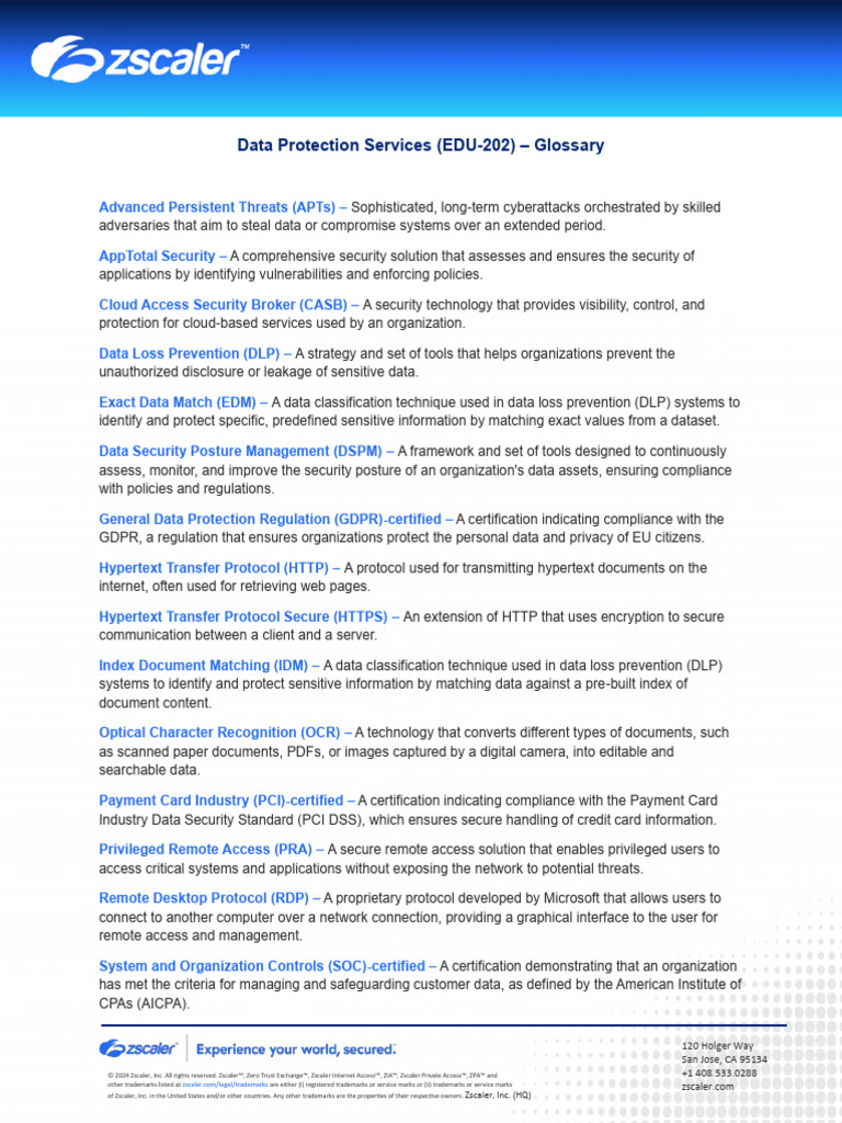 Data Protection Services (EDU 202) - Glossary | PDF | Computer Security ...
