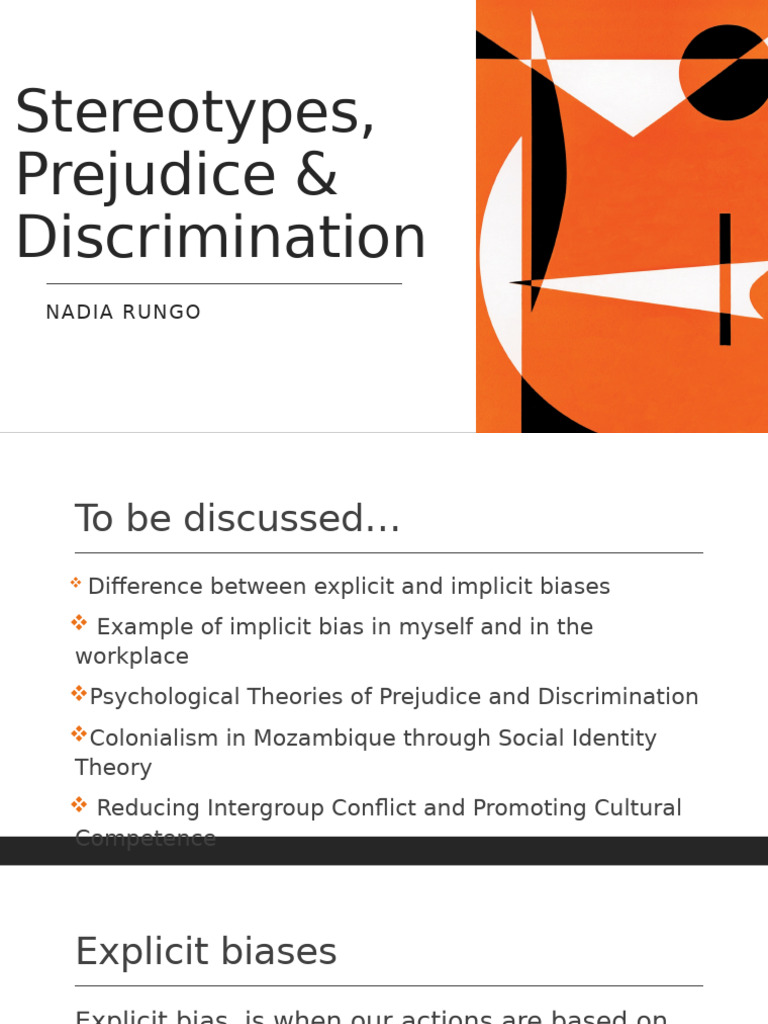 Stereotypes, Prejudice & Discrimination | PDF | Prejudices | Bias
