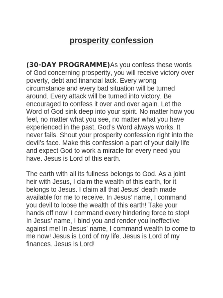 30-Day Prosperity Confession Guide | PDF | Jesus | Religious Belief And ...