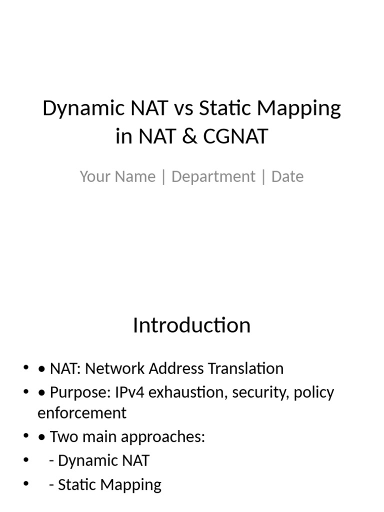 Dynamic NAT vs Static Mapping Explained | PDF