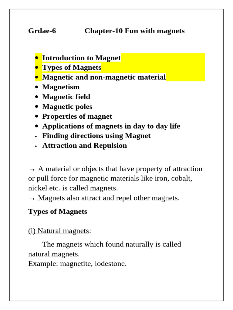 G-6 13. Fun With Magnets (24-25) | PDF | Magnet | Magnetism