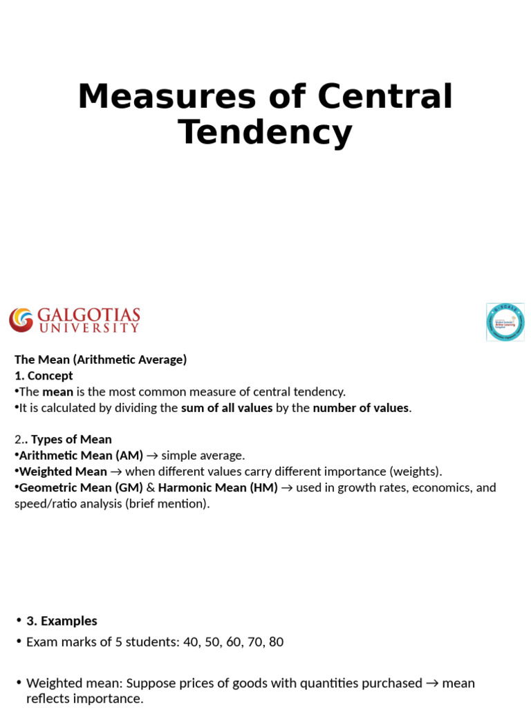 Understanding Measures of Central Tendency | PDF | Mean | Mode (Statistics)