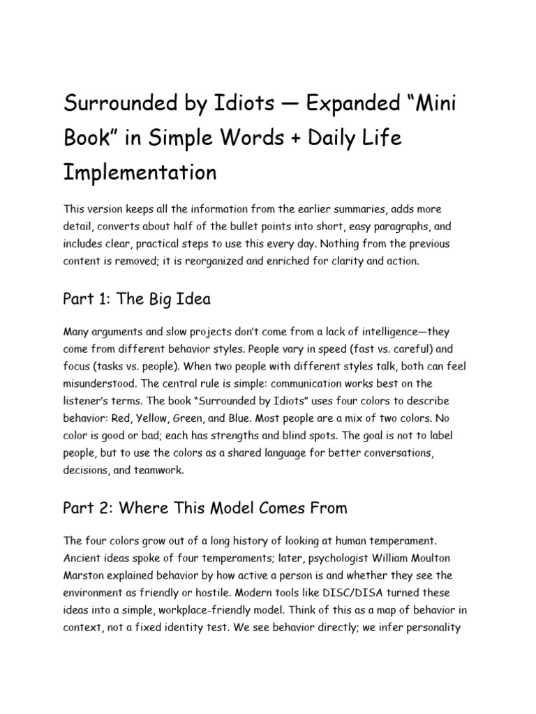 Surrounded by Idiots - Expanded "Mini Book" | PDF | Color | Risk
