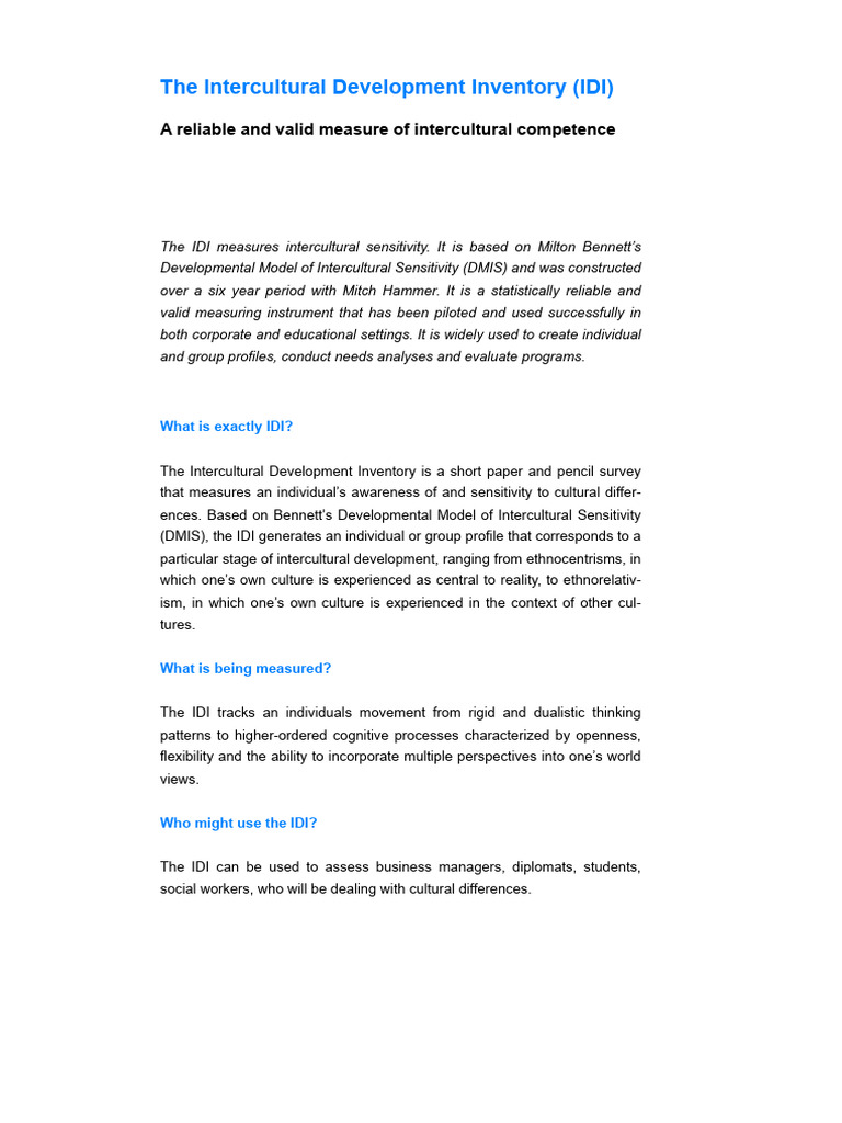 IDI Talk | PDF | Social Psychology | Behavioural Sciences
