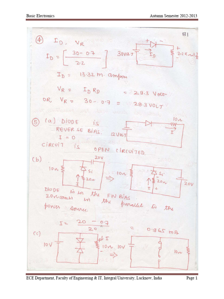 EC101 Unit 1 Numerical Problem | PDF