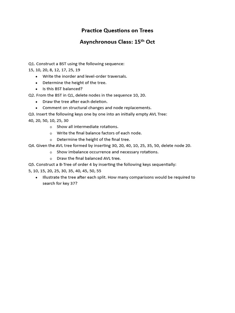 Practice Questions On Trees | PDF