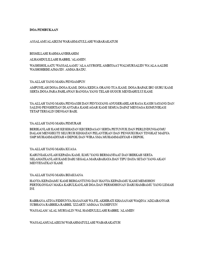 Doa Pembukaan | PDF