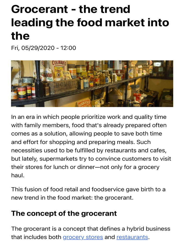 Grocerant The Future of Food Markets? | PDF | Supermarket | Grocery Store