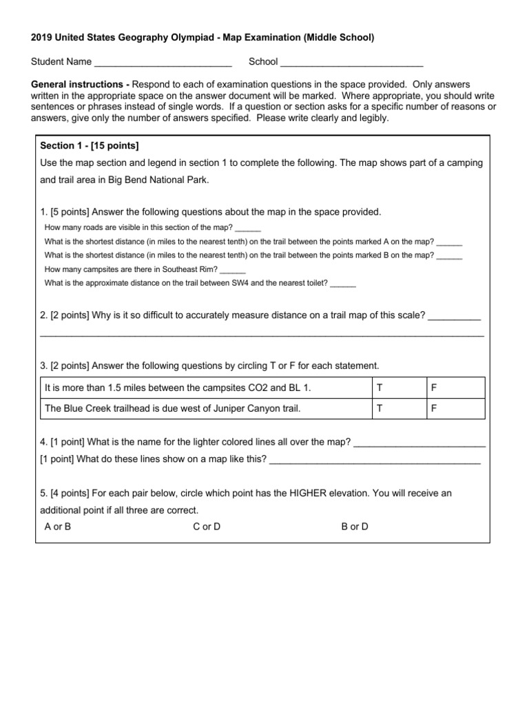 2019 Usgo Map Exam Qa Ms | PDF | Desert | Rain