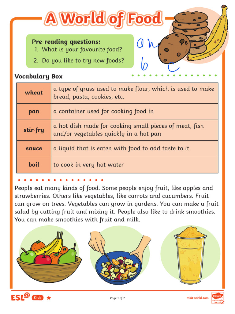 T 1736770212 Esl A World of Food Differentiated Reading Comprehension ...