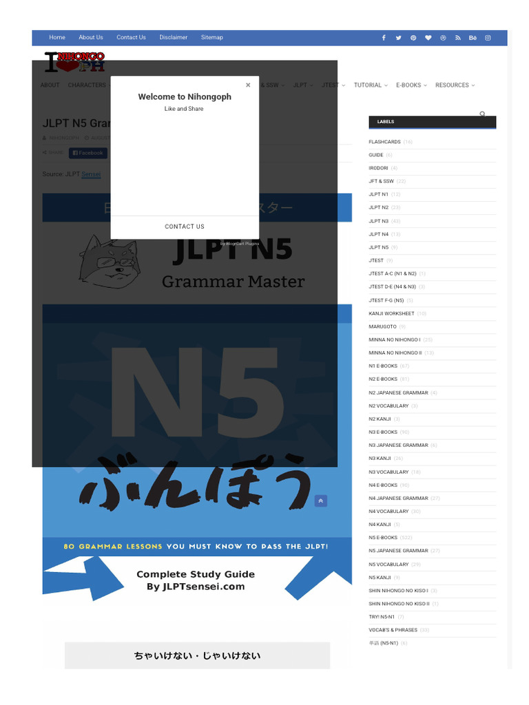 JLPT N5 Grammar Master Guide | PDF | Japanese Language | Educational ...