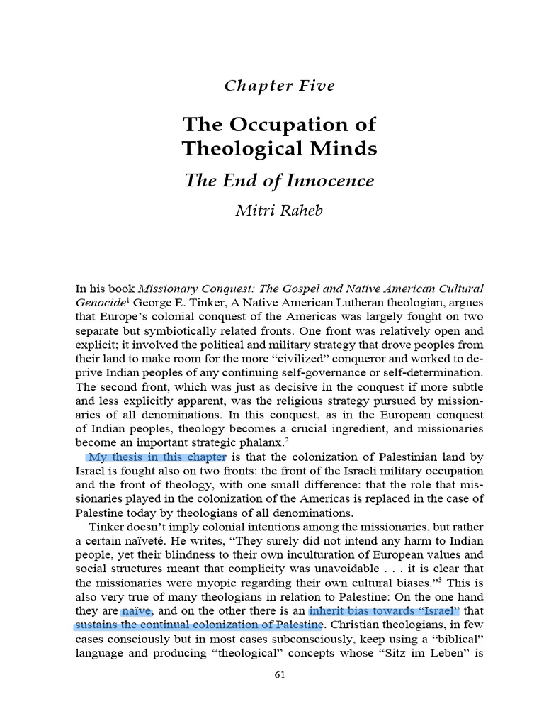 RAHEB - The Occupation of Theological Minds (Resisting Occupation ...