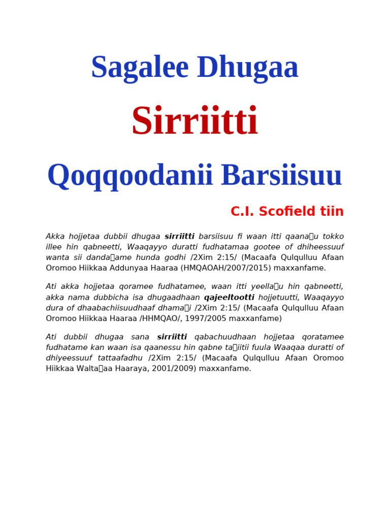 Sagalee Dhugaa - Original | PDF