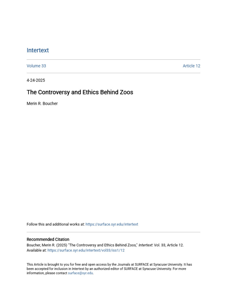 Ethics and Controversy of Zoos | PDF | Zoo | Animal Welfare
