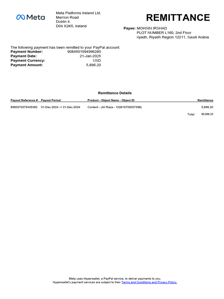 Mohsin Irshad Payment# 9084501094996280 | PDF